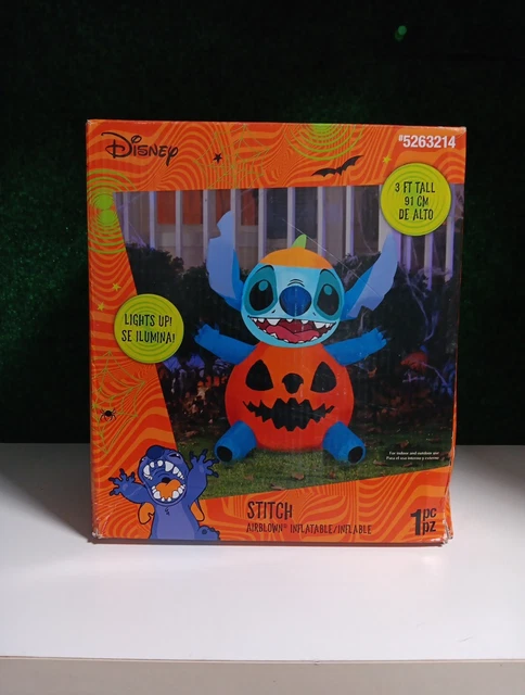 DISNEY GEMMY STITCH Halloween Airblown Inflatable Lights Up Jack O ...