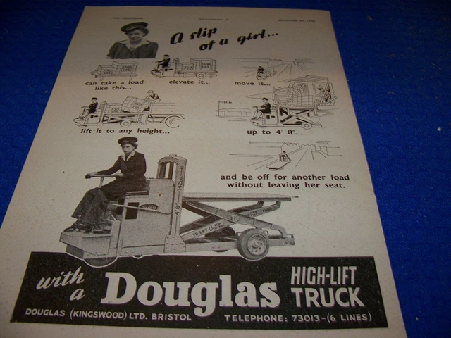 1946: DOUGLAS TRUCKS "A Slip Of A Girl.."..1-Page Sales Ad (314Ss) £13. ...