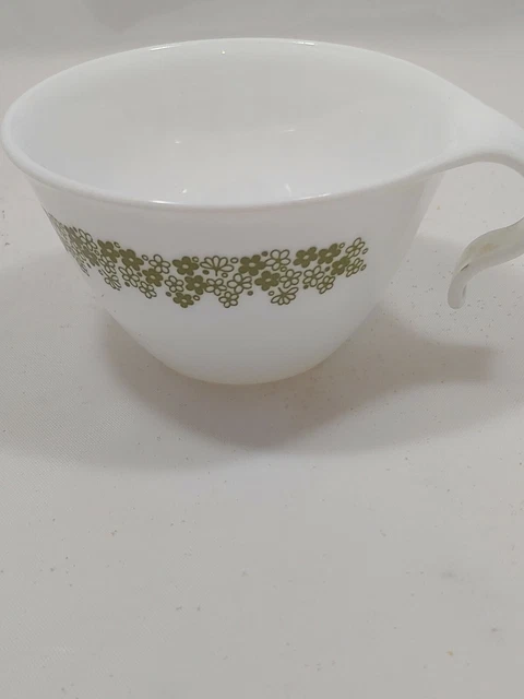 VINTAGE CORELLE LIVINGWARE Tea Cups Hook Handles Green Spring Blossom ...