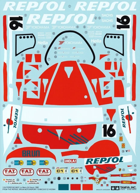 TAMIYA AUFKLEBER FÜR 1/24 PORSCHE 962C REPSOL. Von Cartograf.Artikel ...