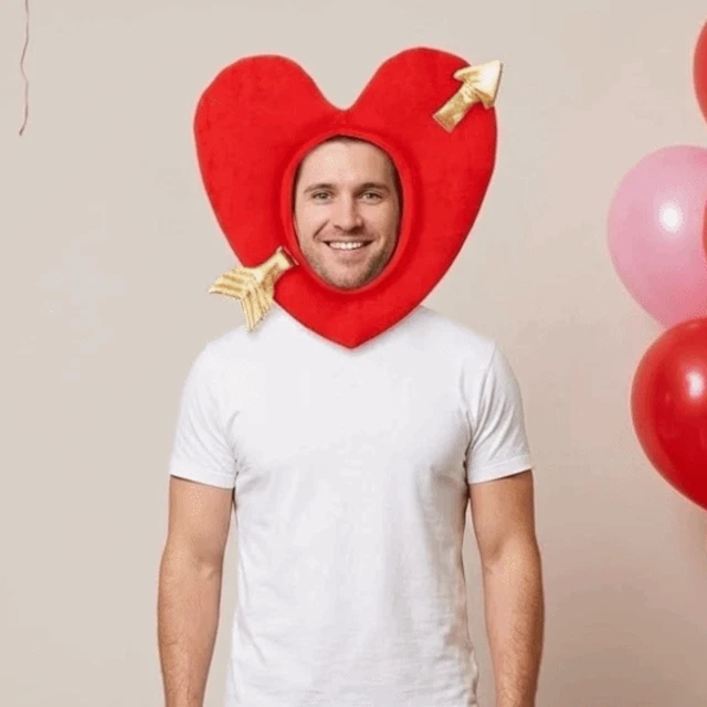 CREATIVE HEART SHAPED Hat Red Photo Props Hat Pullover Hat Cosplay ...
