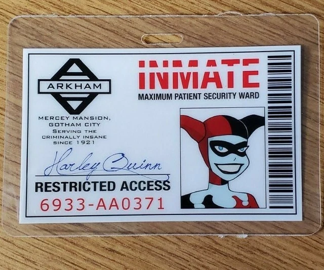 BATMAN ID BADGE-ARKHAM Patient Harley Quinn Animate cosplay costume £5. ...