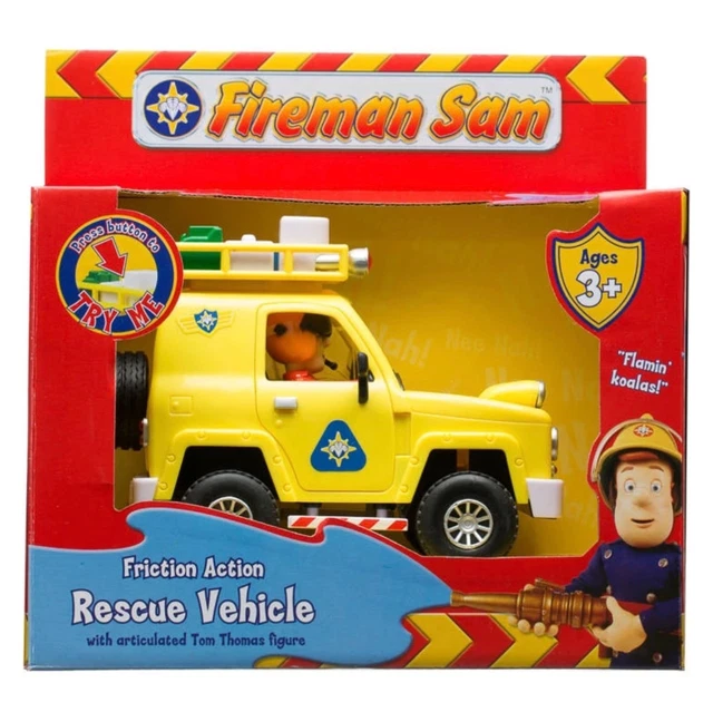 FIREMAN SAM TOM Thomas friction powered Rescue Truck Jeep 4x4 lights ...