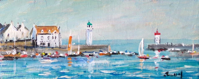 BRETAGNE. BELLE-ILE-EN-MER. LE port de Sauzon Marine signée Pascal ...