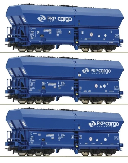 ROCO 76046 3-TLG. Set: Selbstentladewagen der PKP Cargo, DC, Spur H0 EUR 118,70 - PicClick DE
