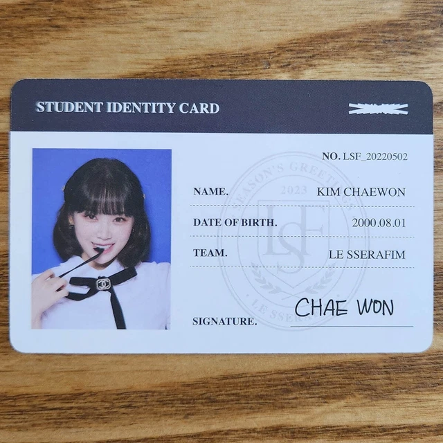 CHAEWON OFFICIAL ID Photo Le Sserafim 2023 Season's Greeting Genuine ...