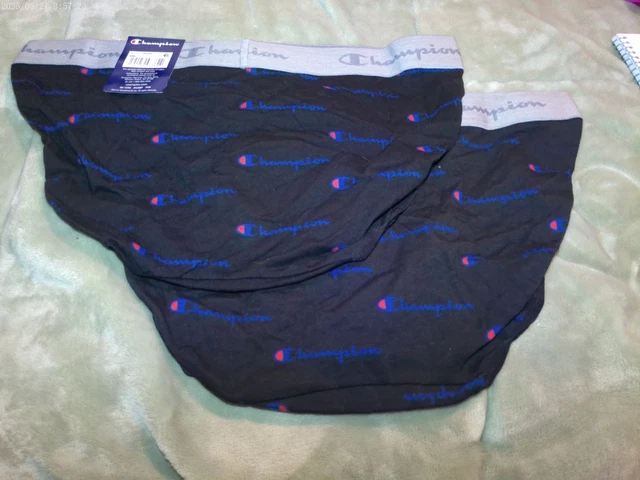 2 PR-BLACK PRINT Champion Duo Dry Cotton String Bikini Panties *NEW* L ...