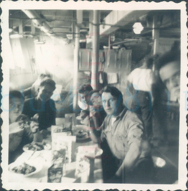 1954 CHRISTMAS DINNER in HMS Ranpura ex P&O line Malta 2.2" Orig Photo ...