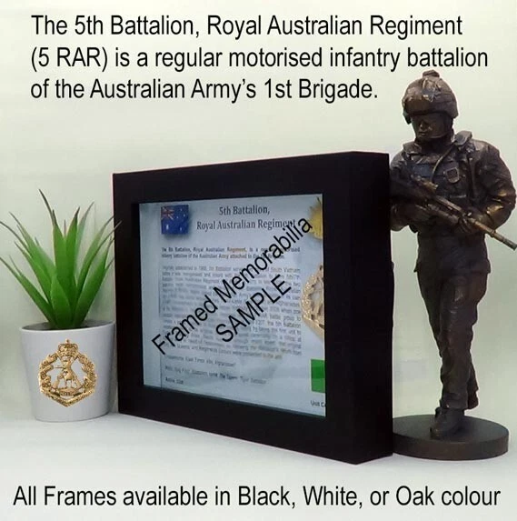 5TH BATTALION, ROYAL Australian Regiment Framed Memorabilia & Military ...