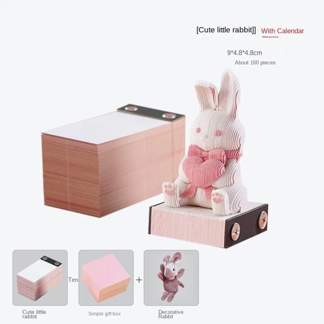 MULTI-FUNCTION 3D NOTEPAD Creative 3D Stereo Rabbit Note New Memo Pad ...