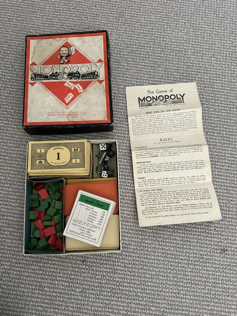 VINTAGE SMALL BOX Monopoly Board Game John Waddington RARE Tokens GC ...