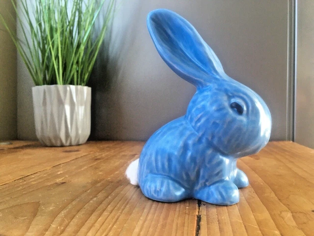 BLUE ART DECO Cottontail Dispenser Snub Nosed Rabbit Sylvac Wade Bourne ...