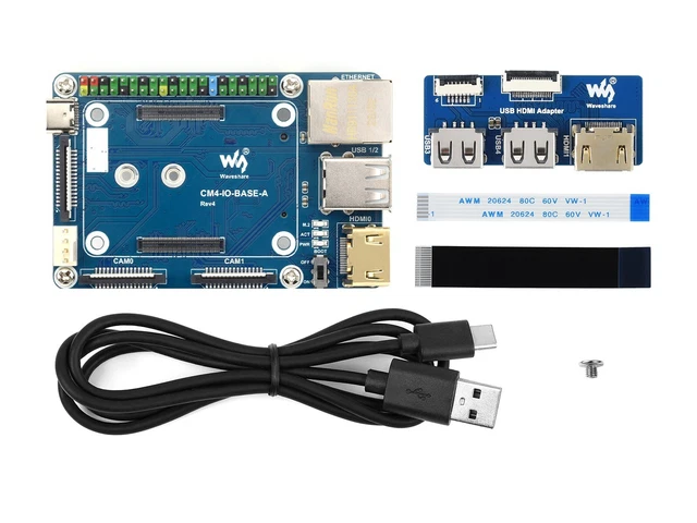 WAVESHARE CM4-IO-BASE-A + USB HDMI Adapter for Raspberry Pi Compute ...
