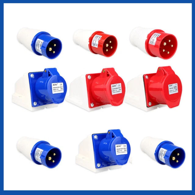 16/32/64 AMP INDUSTRIAL Plug & Socket IP44 Weatherproof 3 Phase Plug ...