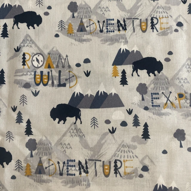 COTTON FABRIC BROTHER Sister Design Studio Roam Wild Buffalo 1 Yard New ...