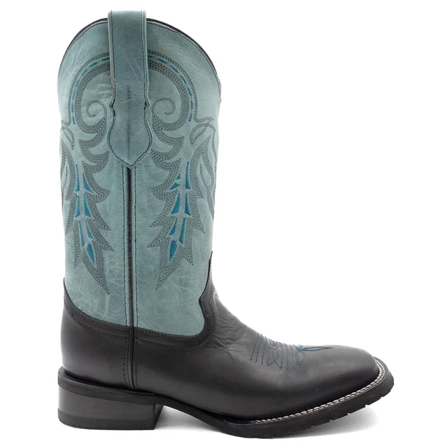 FERRINI MAVERICK EMBROIDERED Square Toe Cowboy Mens Black, Blue Casual ...