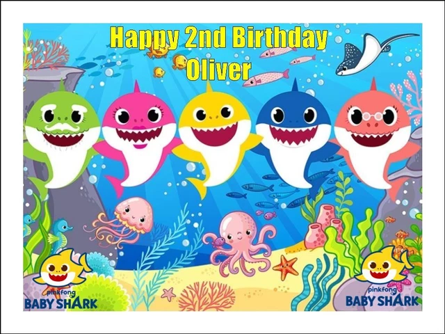 BABY SHARK BLUE Cake Toppers Edible Icing Birthday Cake Decoration (3 ...