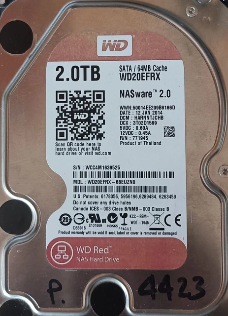 HDD 2TB WESTERN DIGITAL WD Red NAS 5400rpm Sata III 3.5 "WD20EFRX ...