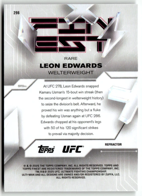 TOPPS FINEST UFC 2025 No. 296 Leon Edwards Refractante EUR 2,74 ...