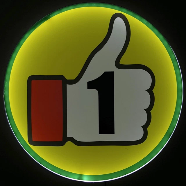THUMBS UP EMOJI Like #1 Illuminated LED Light Sign + Switch, Gameshow ...