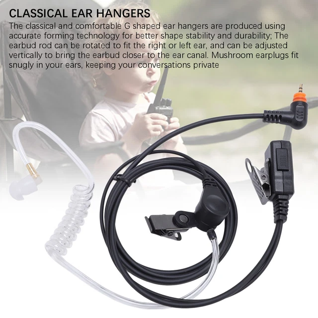 2 WAY RADIO Earpiece With Mic Wireless Surveillance Headpiece Acoustic ...