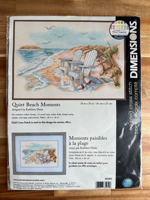 DIMENSIONS &QUIET BEACH Moments" 35250 Counted Cross Stitch Kit 14"x10 ...
