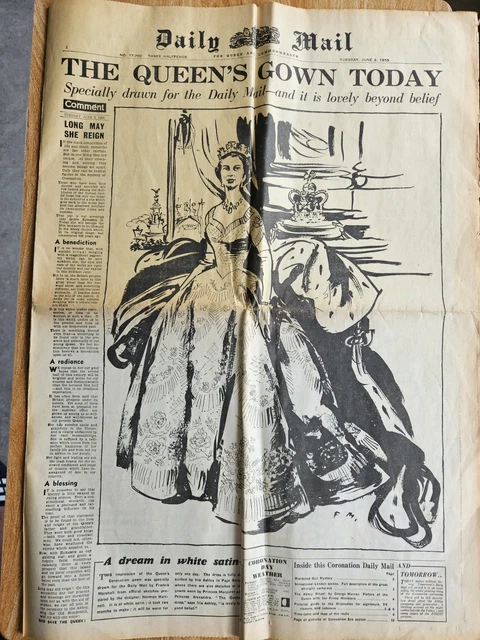 DAILY MAIL NEWSPAPER pics of Queen Elizabeth II Coronation June 1953 £ ...