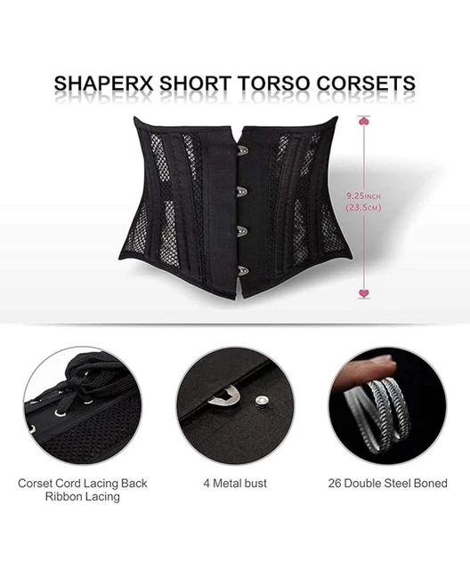 NWOT SHAPERX 26-STEEL-BONES Mesh CorsetBreathable WaistTrainer for ...