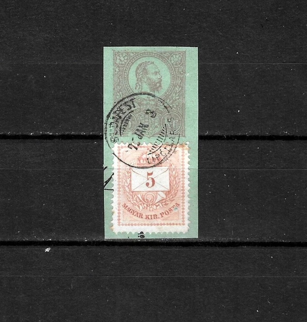 HUNGARY 5KR PERF 13 stamp on parcel card cut Budapest lipotvaros 3/1 ...
