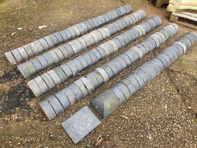 RECLAIMED VICTORIAN BLUE half round wall coping 9inch toppers 12.5 ...