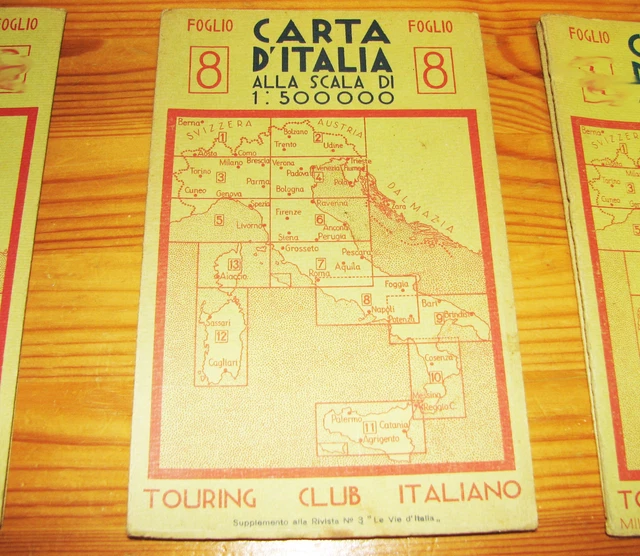 CARTA GEOGRAFICA ANTICA Regno-Map-Touring Club CI Foglio 8-Foggia ...