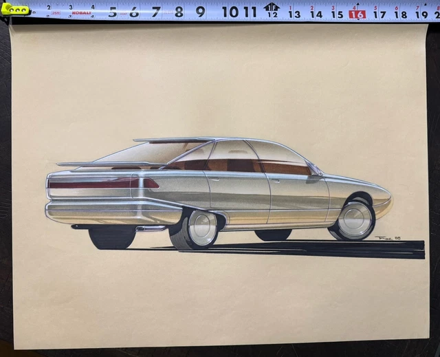 ORIGINAL BUGATTI CAR Design Drawing Sketch Trevor Fiore 1988 Rare $747. ...