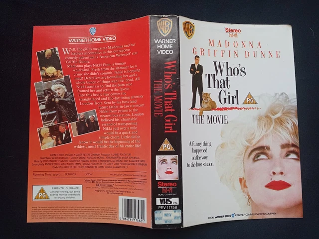 WHO’S THAT GIRL vhs. Warner big box embossed. 1987. Madonna EUR 25,43 ...