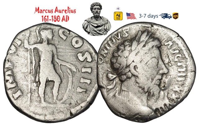 ANCIENT ROMAN EMPIRE Coin Silver Denarius Marcus Aurelius 161 180 AD ...