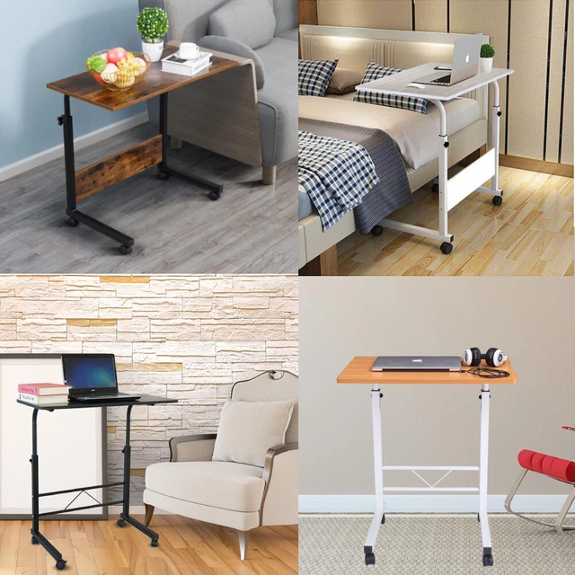 SIDE TABLE ROLLING Computer Desk Stand Coffee Sofa End Cart Laptop ...