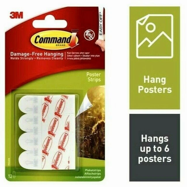 3M COMMAND POSTER Hanging Strips Damage Free Poster Picture Double ...