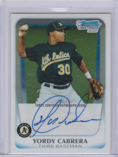 SIGNÉ YORDY CABRERA 2011 Bowman CHROME #BCP97 1ère carte *autographe ...