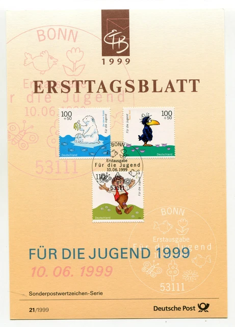 GERMANY 1999, FDC, Comic Characters, Stamps 1887 1888 1889, First Day ...