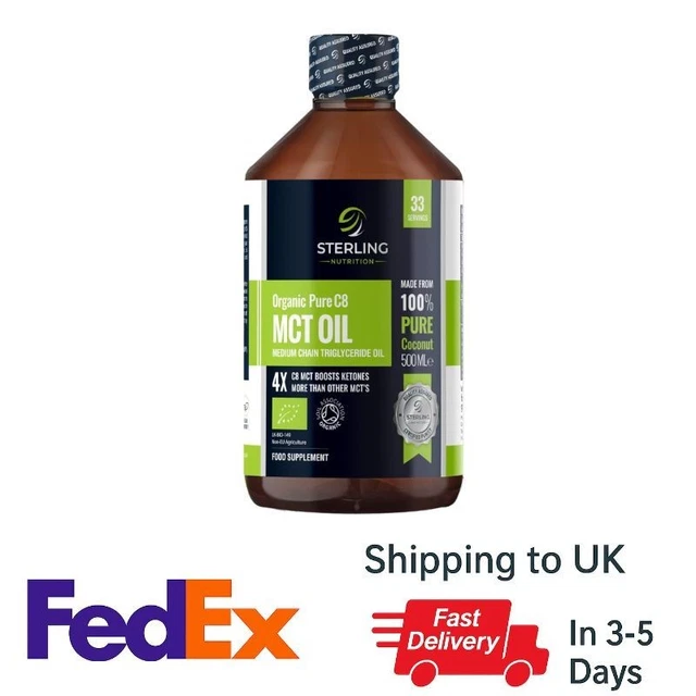 ORGANIC C8 MCT Oil 100% Pure Coconut Boosts Ketones 3X More Than Other ...