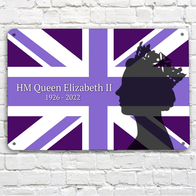 QUEEN ELIZABETH II Royal Memorial Purple Union Jack Flag A4 Metal ...