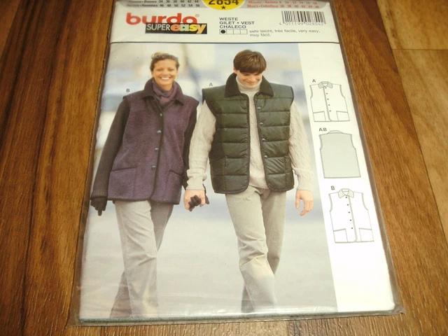 BURDA-SUPER-EASY SCHNITTMUSTER 2854 2x WESTE Da: 34-44 He: 46-56 EUR 9 ...