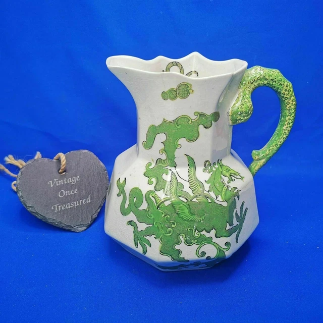 MASONS IRONSTONE GREEN CHINESE DRAGON * Large HYDRA JUG Snake Handle ...