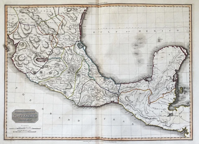 MEXICO GUATEMALA CENTRAL America Pinkerton mapa map Karte engraving ...