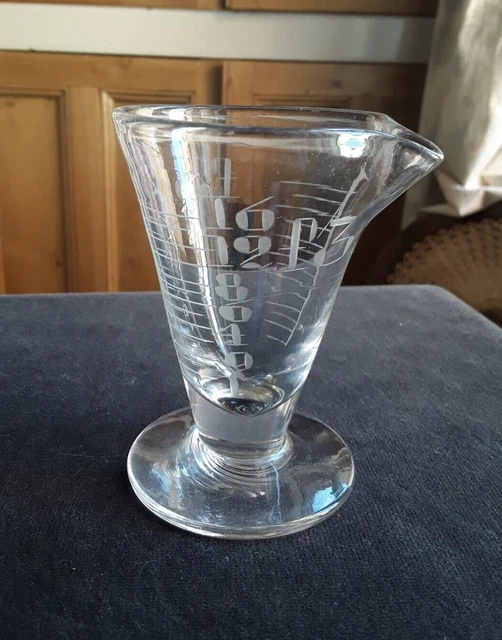ANTIQUE, GLASS APOTHECARY/CHEMISTRY Lab Measuring Pitcher/Beaker, 2floz ...