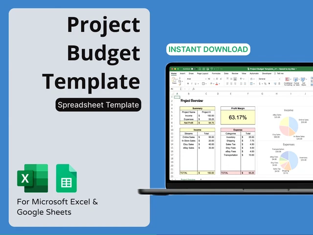 PROJECT BUDGET TEMPLATE! Microsoft Excel/Google Sheets, Track Income ...