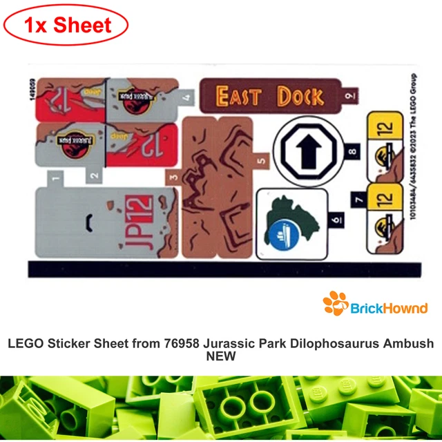 LEGO STICKER SHEET from 76958 Jurassic Park Dilophosaurus Ambush NEW ...