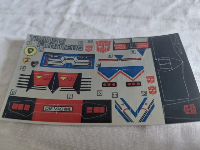 TRANSFORMERS G1 AUTOBOT Sideswipe replacement sticker sheet - pre cut £ ...