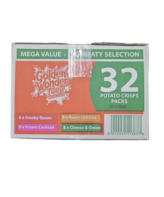 GOLDEN WONDER FULLY Flavoured Meaty Roast Chicken Cheese 32pkx25g £10. ... GOLDEN WONDER FULLY Flavoured Meaty Roast Chicken Cheese 32pkx25g £10. ...