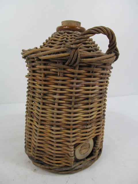 VINTAGE ROYAL NAVY Army Pussers Rum Wicker Basket & Stoneware Flagon ...