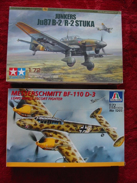 ITALERI MESSERSCHMITT BF 110 D-3 TAMIYA JUNKERS JU 87 B-2/R-2 STUKA 1/ ...